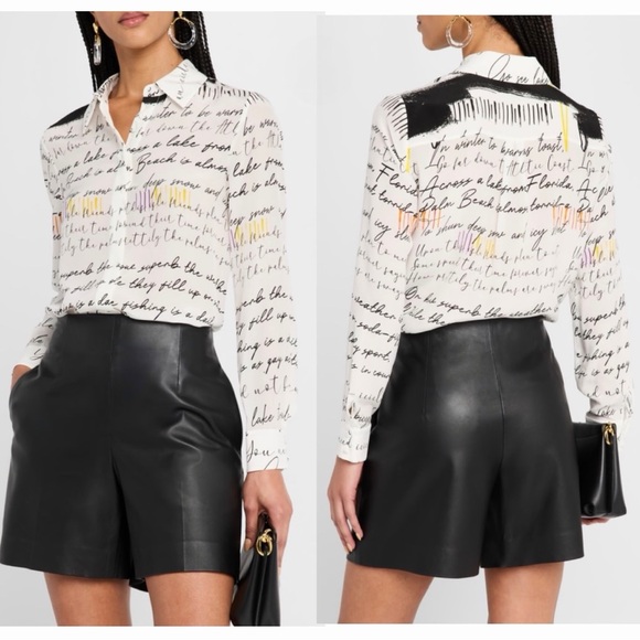 Alice + Olivia | Tops | Alice Olivia Rhythm Willa Silk Placket Top ...